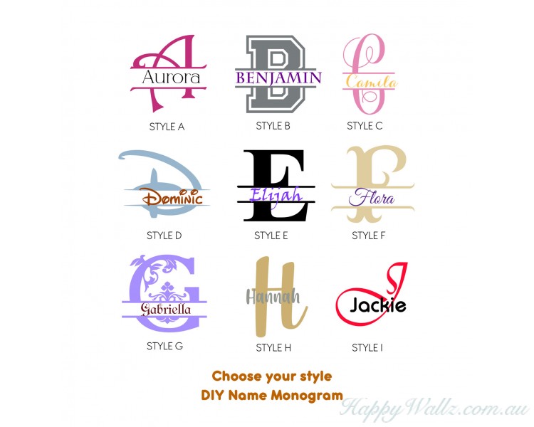 Split Monogram Decal - Custom Name Initial Sticker - Personalized Vinyl ...