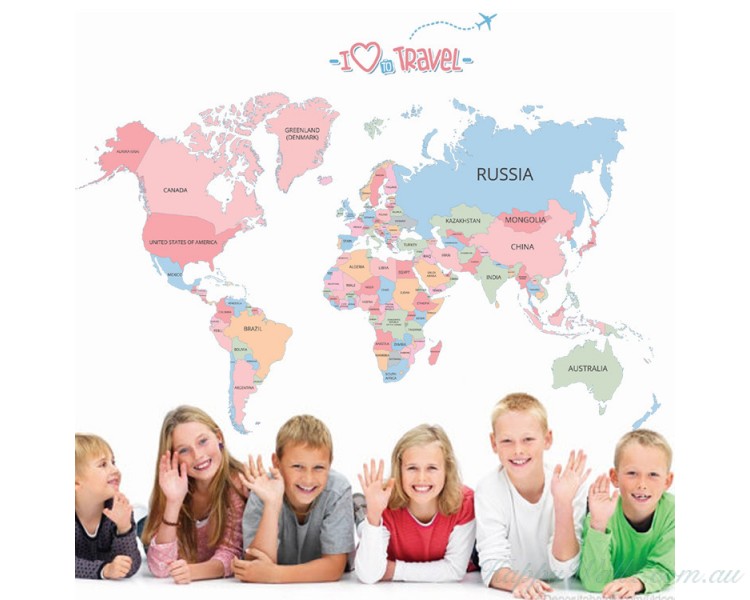 Large World Map Posters For Kids Wall Geography Educational Posters ...