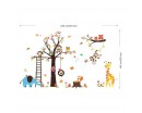 Tree Wall Sticker with Squirrel, Fox, Mushroom, Owls, Monkey, Birds ...